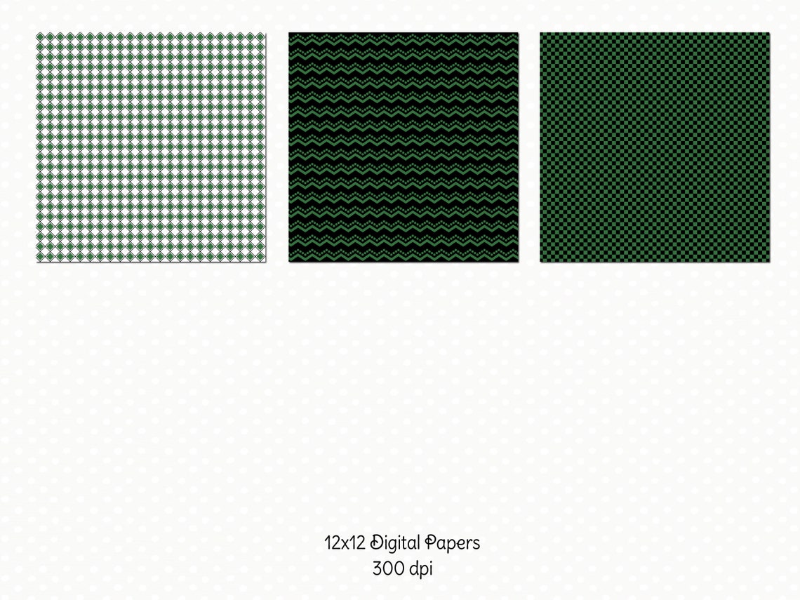 Black White and Green Digital Paper Pack. Patterns - Etsy