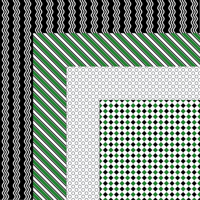 Green & Black Digital Paper Pack. Seamless Green Backgrounds ...