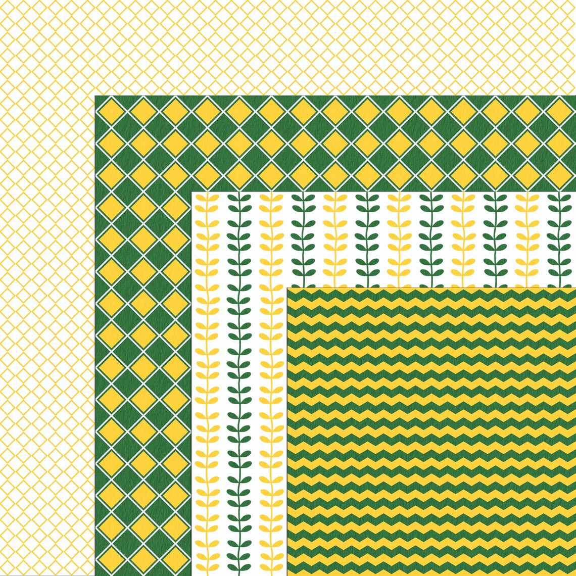 Green & Yellow Digital Paper With Light Texture for Scrapbooks, Crafts ...