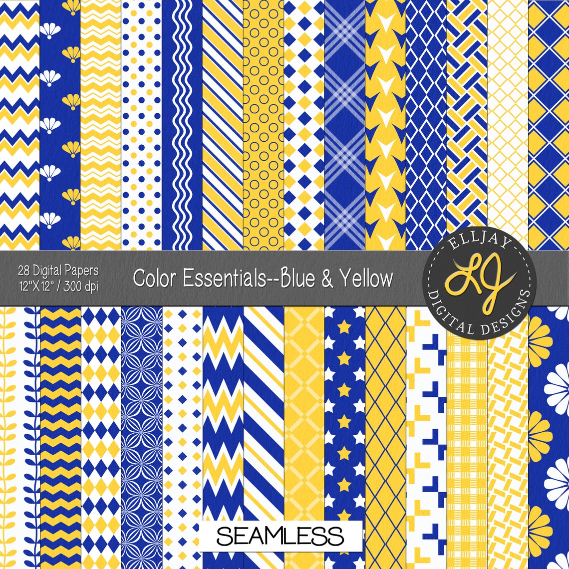 Royal Blue & Yellow Digital Paper With Light Texture for Scrapbooks ...
