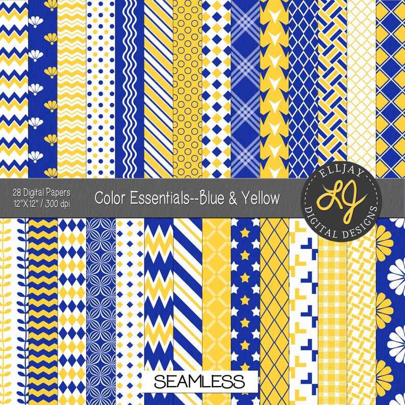 Royal Blue & Yellow Digital Paper With Light Texture for Scrapbooks ...