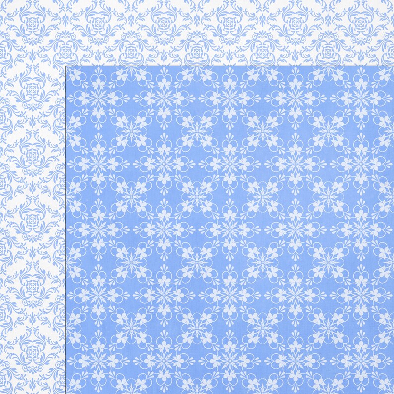 Pastel Blue Damask Digital Paper Pack: Vintage Floral Patterns (digital ...