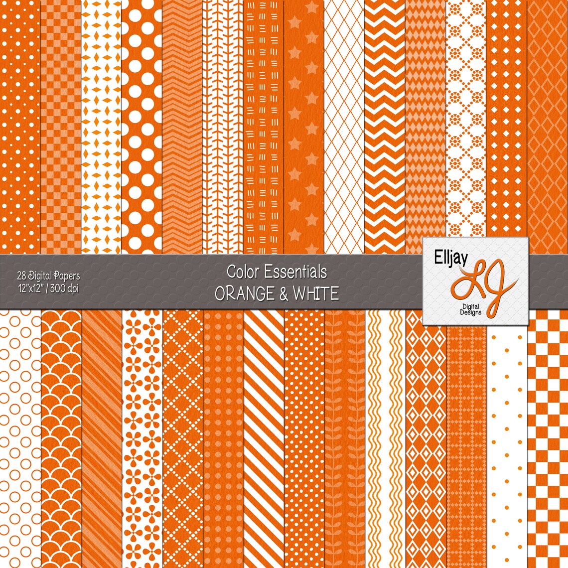 Orange Digital Paper Kit With Light Texture. Graduations, Scrapbooking ...
