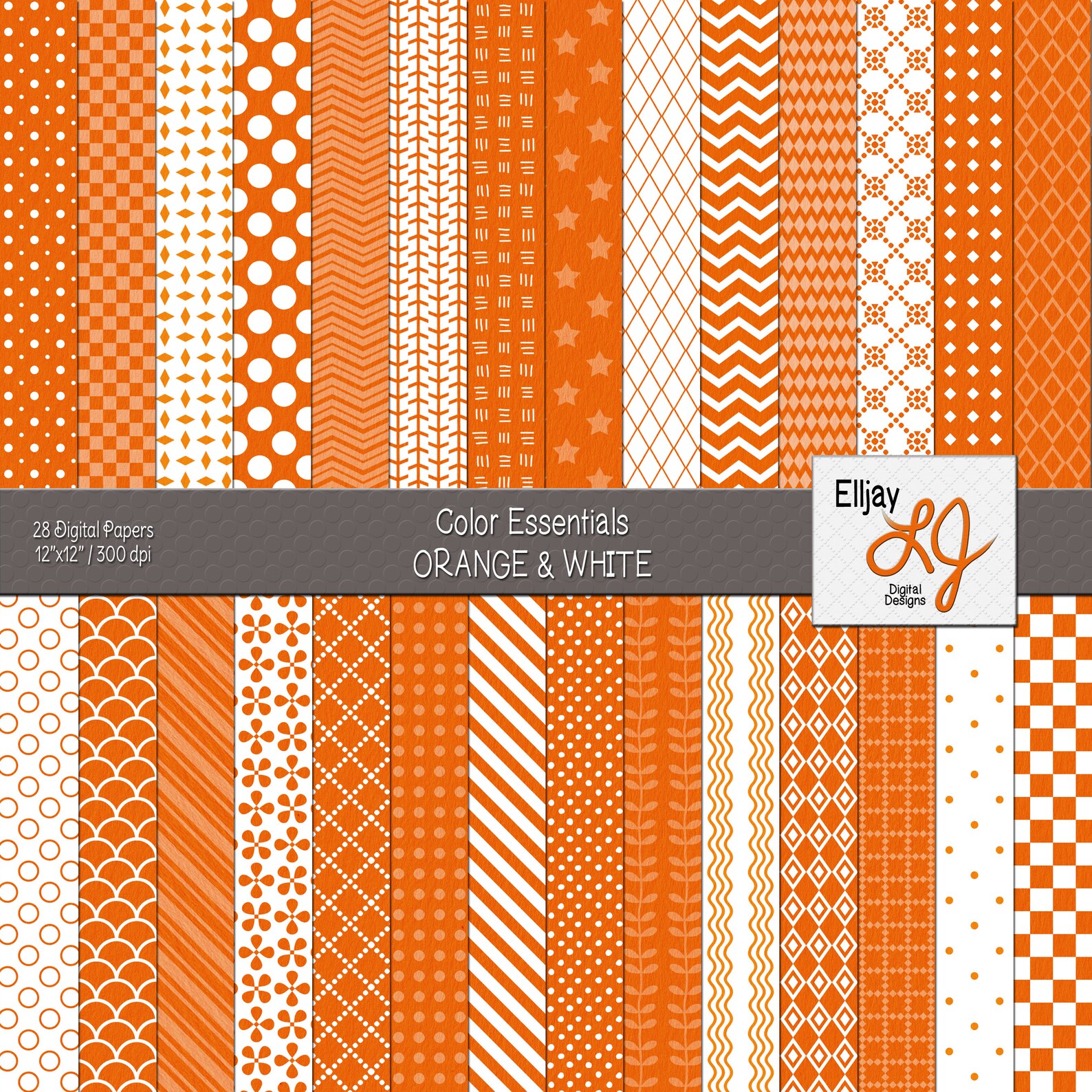 Orange Digital Paper Kit With Light Texture. Graduations, Scrapbooking ...