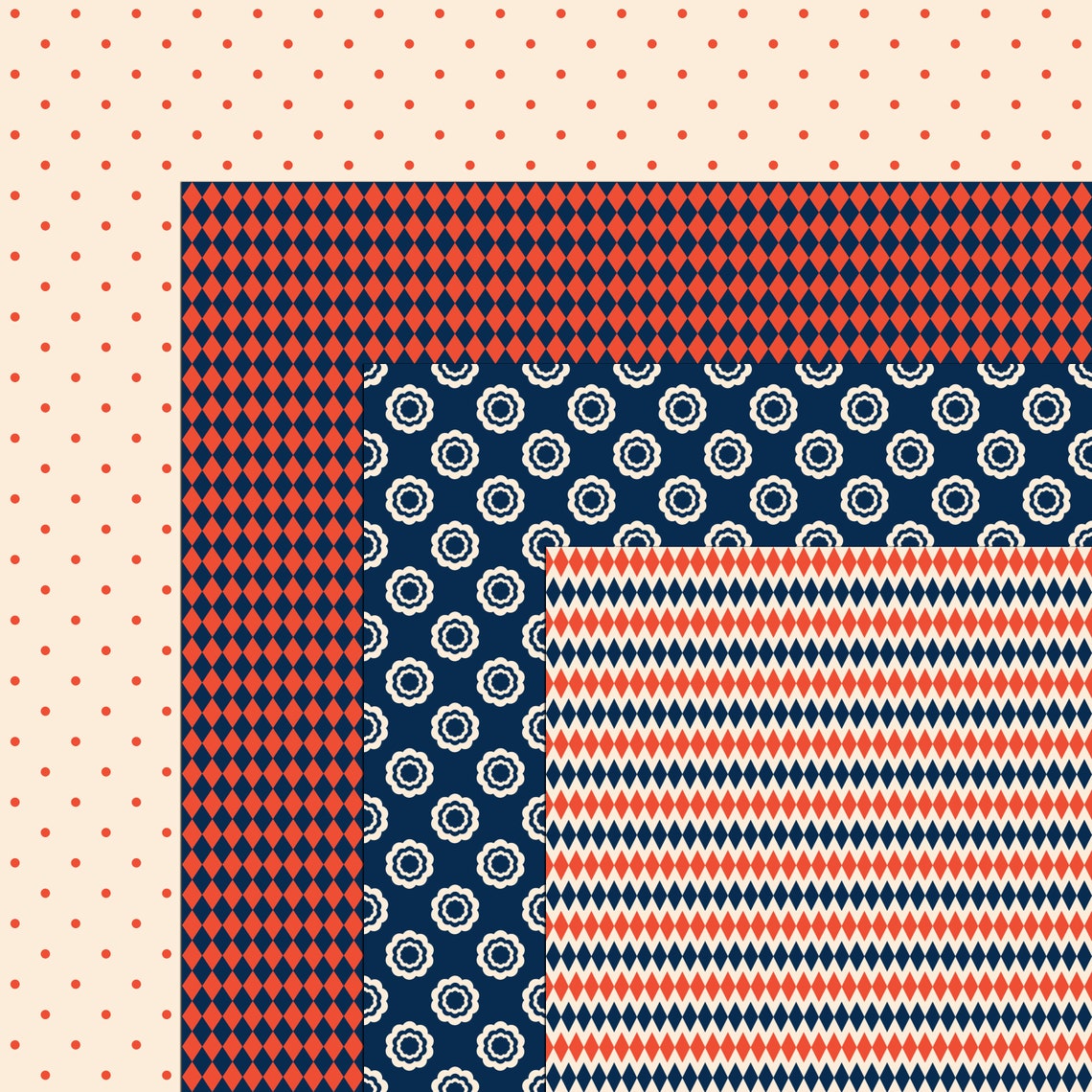 Navy Blue & Orange Digital Paper Pack. Sports Colors. Blue and Orange ...