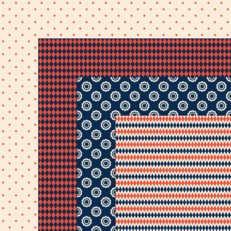 Navy Blue & Orange Digital Paper Pack. Sports Colors. Blue and Orange ...