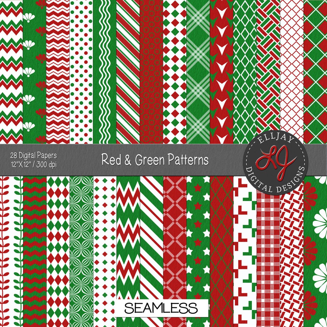 Red & Green Digital Paper W/texture. Christmas Colors. for Scrapbooks ...