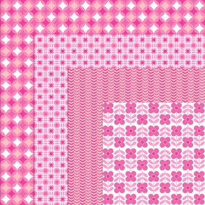 Pink Retro Digital Paper Pack. Retro Patterns in Shades of Pink. Pink ...
