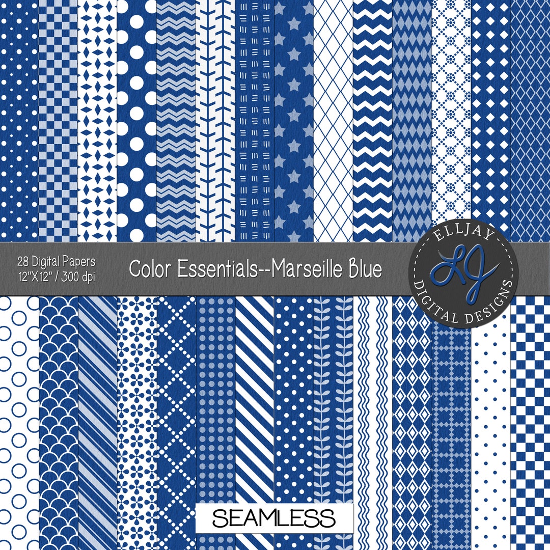 Marseille Blue Digital Paper: Seamless Texture, Scrapbook Pattern ...
