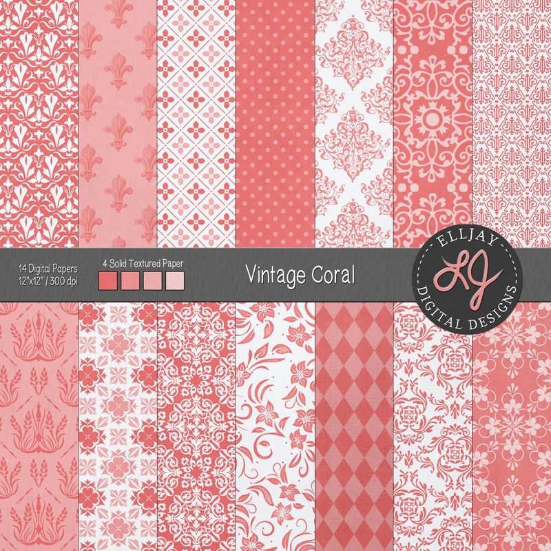 Coral Damask - Etsy