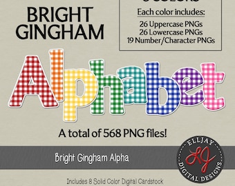 Bright Gingham Alphabet PNG: Colorful Digital Alpha (commercial Use) - Etsy