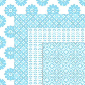 Pastel Blue Floral Digital Paper Pack. 32 Light Blue Pattern. Pastel ...