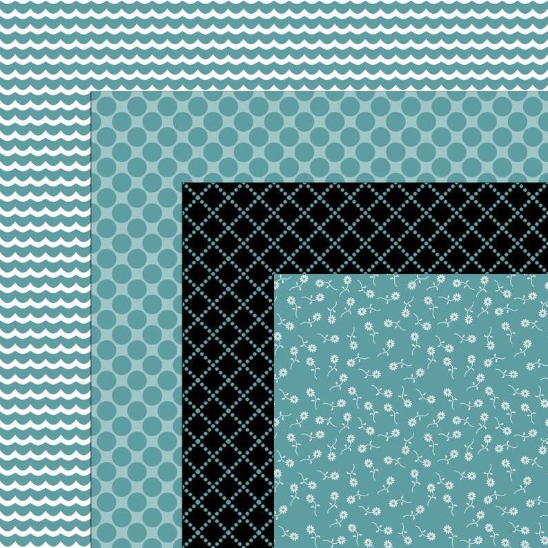 Turquoise Digital Paper Pack. Seamless Patterns. Turquoise Scrapbook ...
