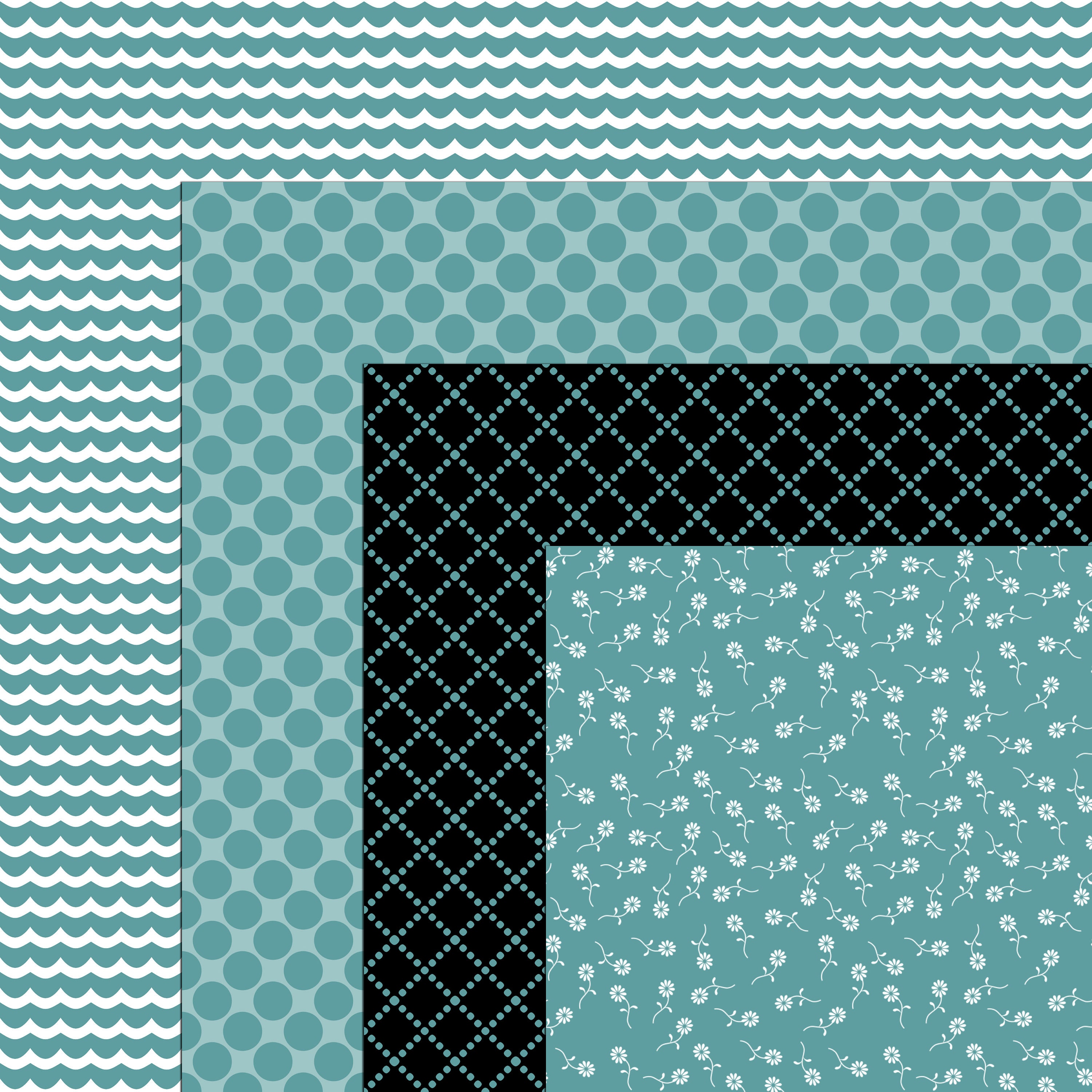 Turquoise Digital Paper Pack. Seamless Patterns. Turquoise Scrapbook ...