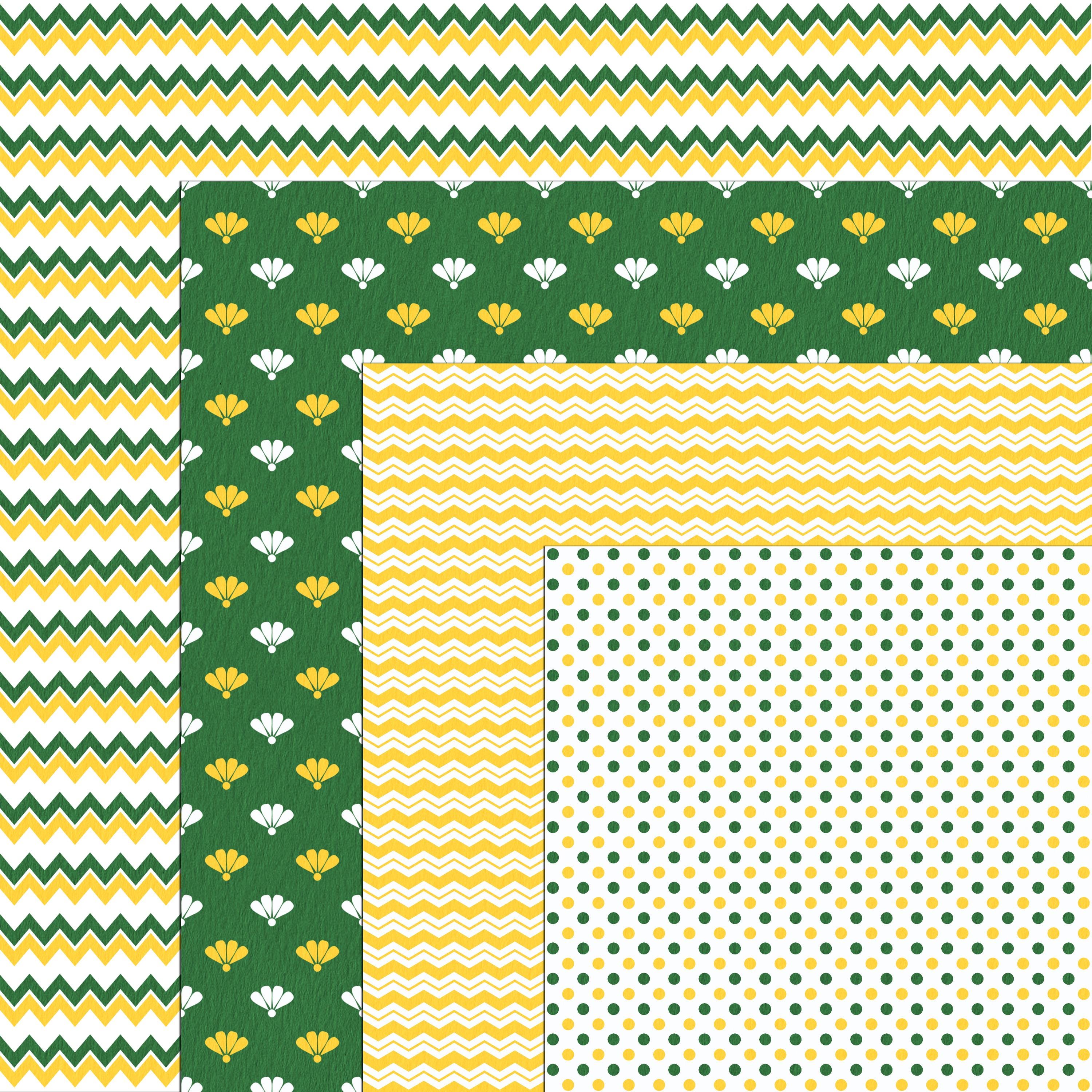 Green & Yellow Digital Paper With Light Texture for Scrapbooks, Crafts ...