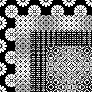 Black & White Floral Digital Paper Pack: 32 Seamless Patterns (digital ...