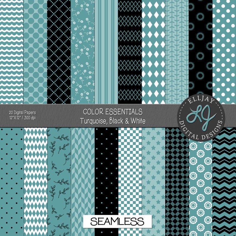 Turquoise Digital Paper Pack. Seamless Patterns. Turquoise Scrapbook ...