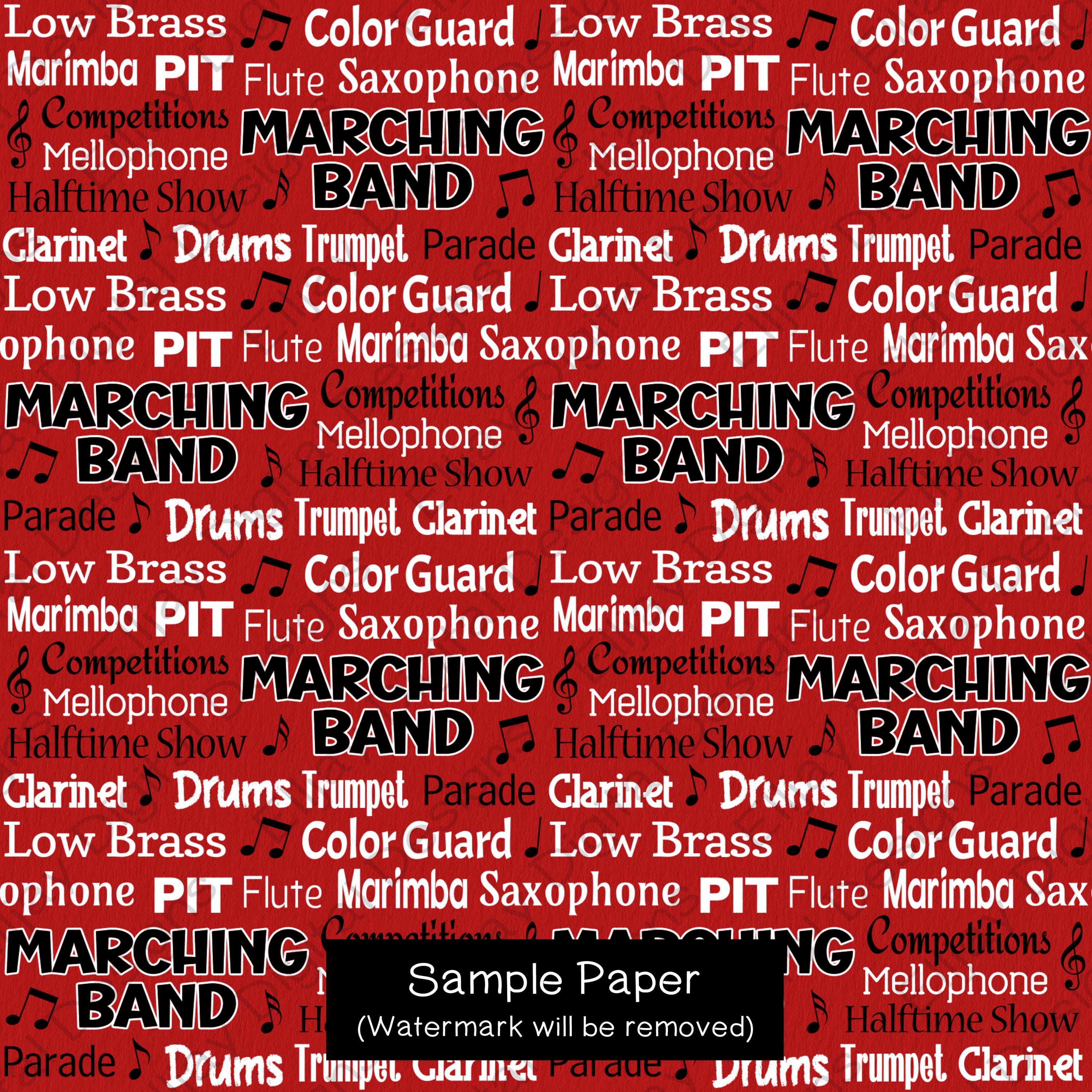 Red Marching Band Digital Paper Pack: Music Notes (12x12 Inch, 300 Dpi ...