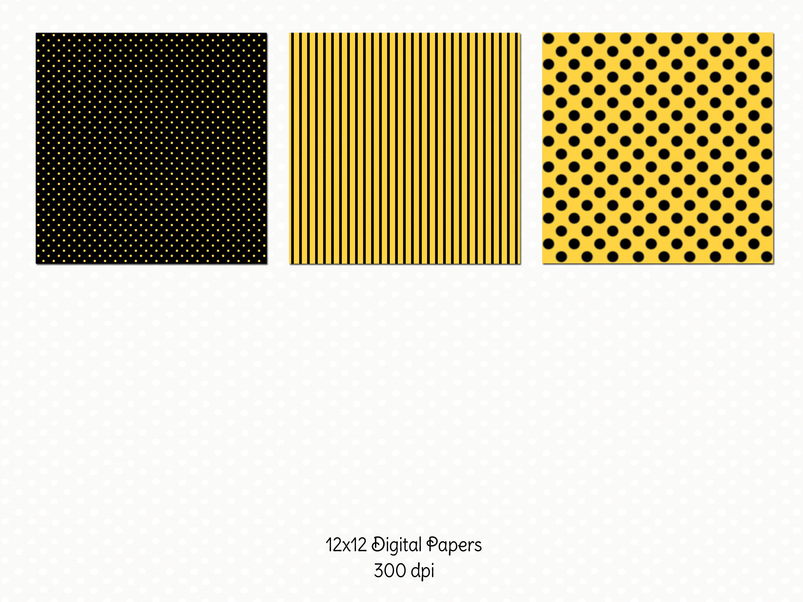 Black and Yellow Digital Paper Kit for Scrapbooking, Card Making ...