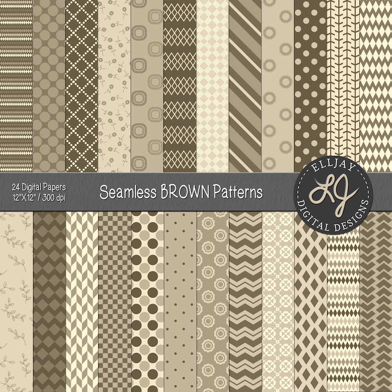 Brown Digital Paper Pack. Seamless Patterns. Scrapbook Paper Pack ...