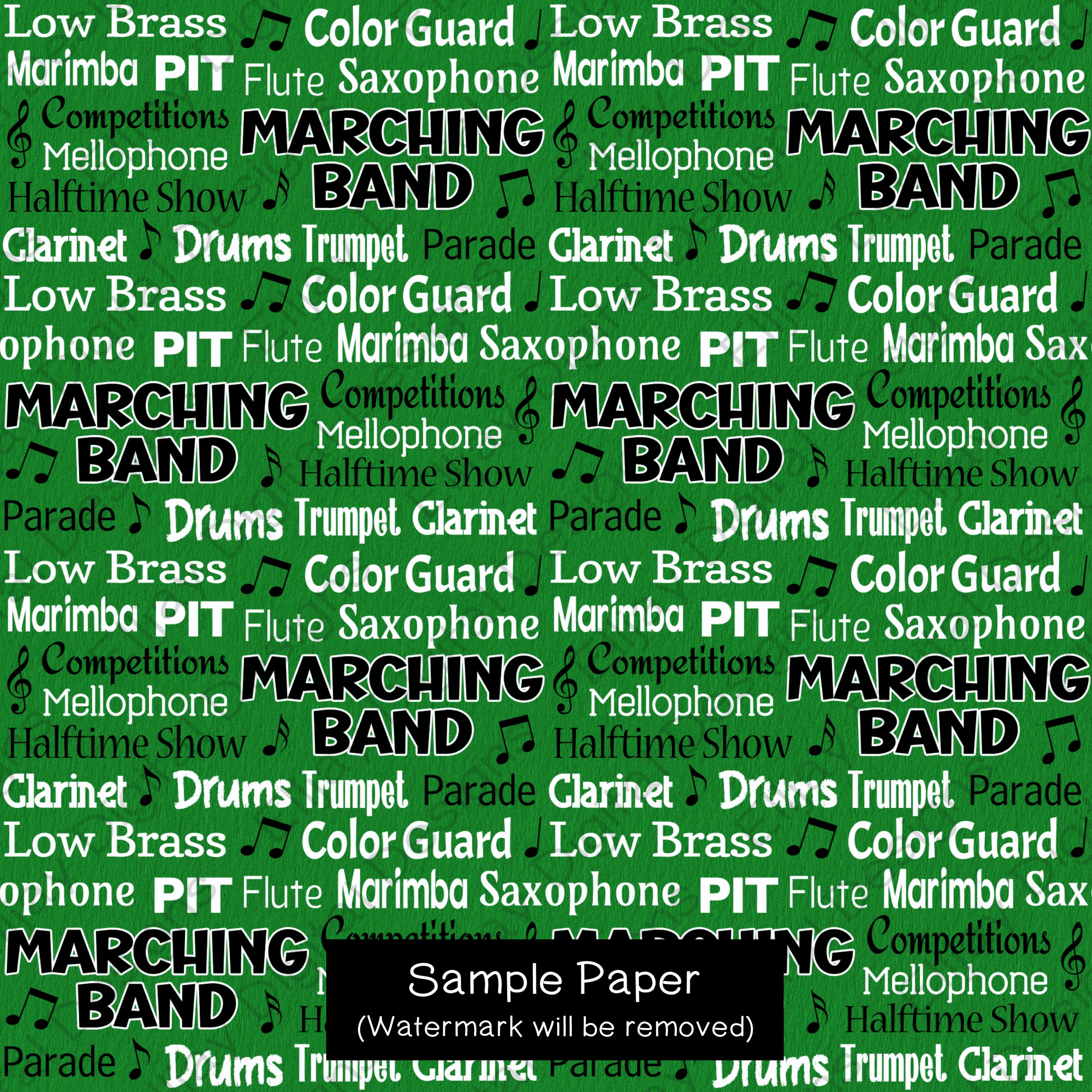 Green Marching Band Digital Paper Pack. Band Scrapbook Paper. Music ...