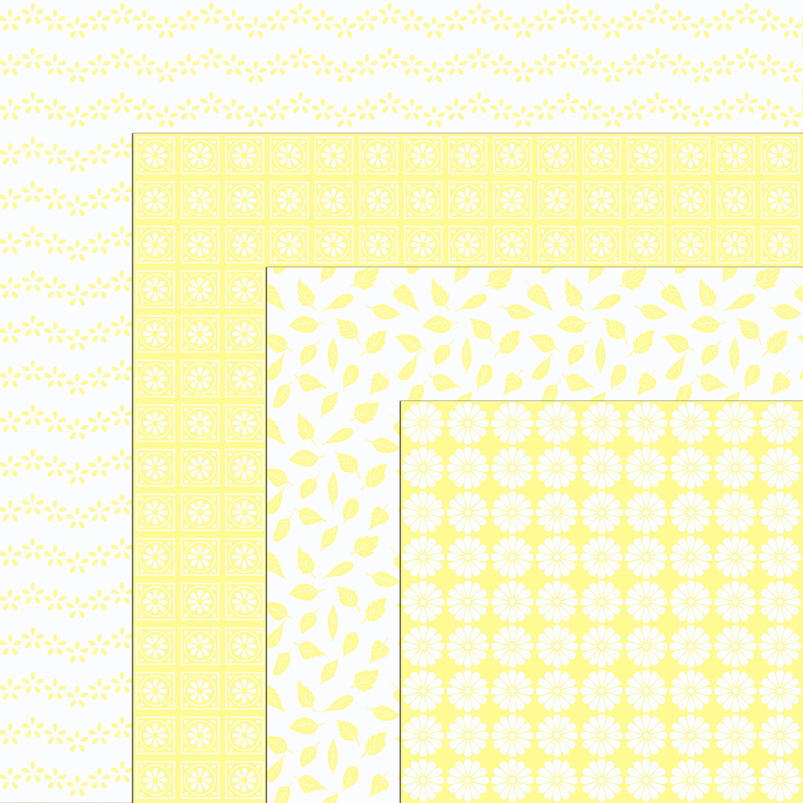 Pastel Yellow Floral Digital Paper Pack. 32 Yellow Patterns. Pastel ...