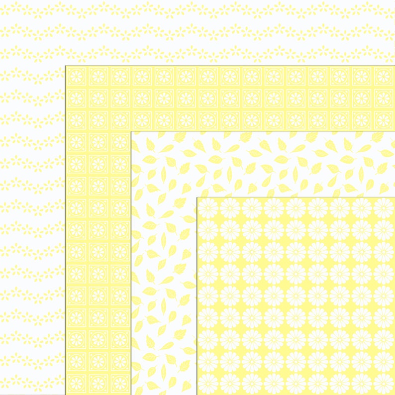 Pastel Yellow Floral Digital Paper Pack: 32 Seamless Patterns (instant ...