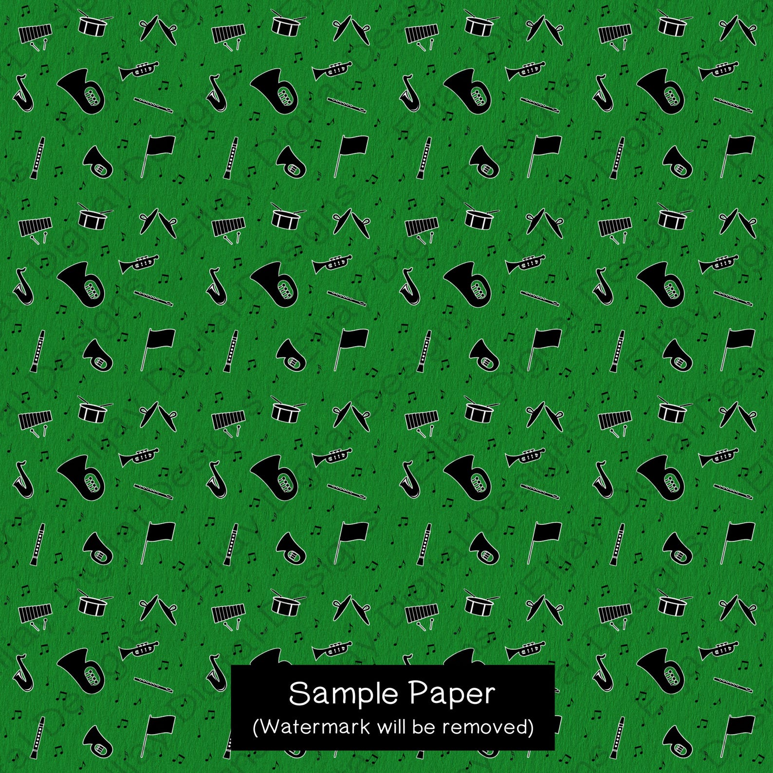 Green Marching Band Digital Paper Pack. Band Scrapbook Paper. Music ...