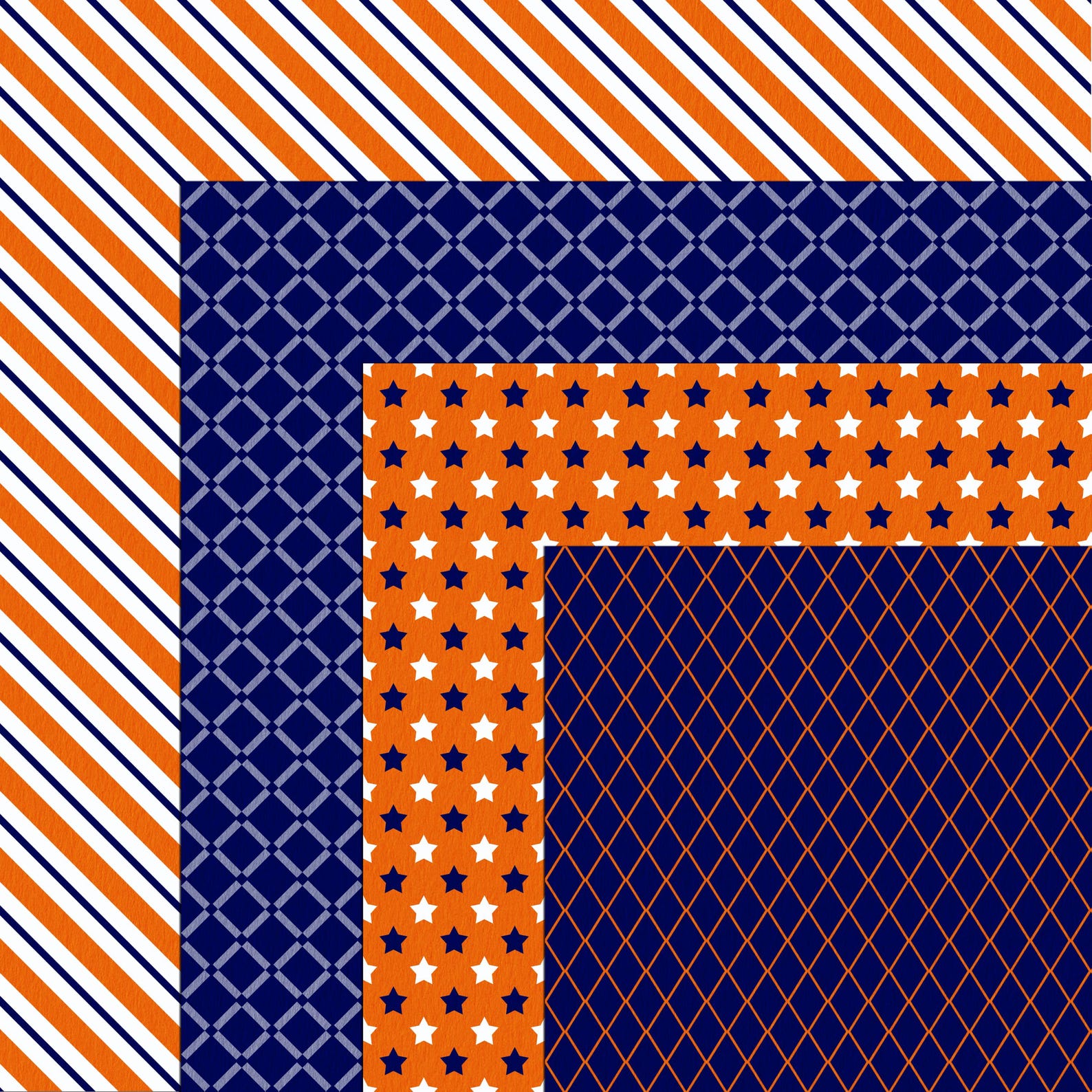 Orange & Navy Blue Digital Paper Pack. Seamless Patterns. (digital ...