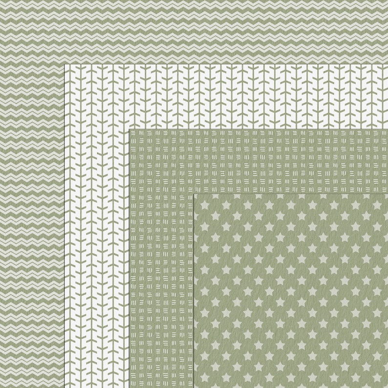 Sage Digital Paper Pack With Light Texture. Seamless Sage Scrapbook ...