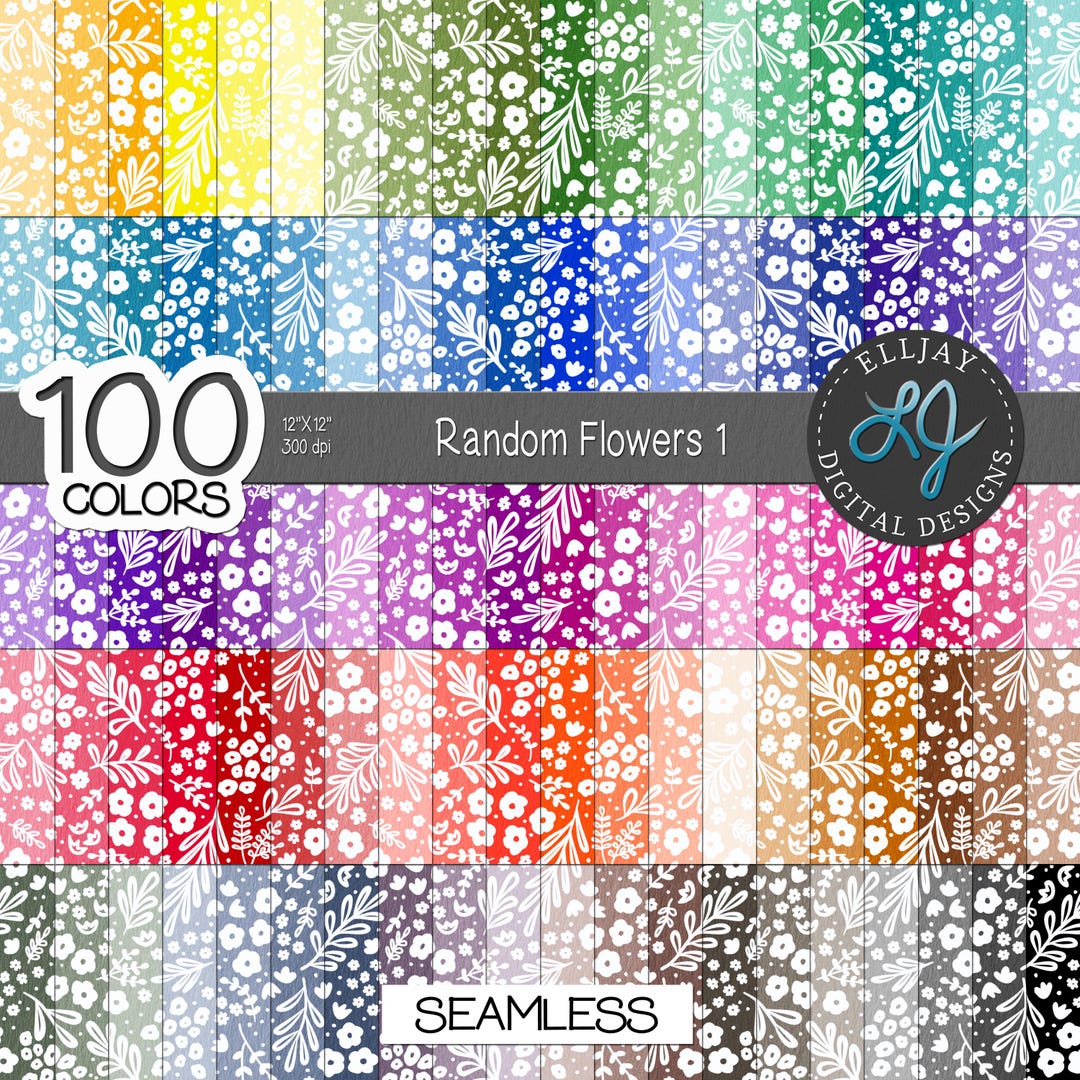 Floral Digital Paper Pack: 100 Seamless Colors (digital Download) - Etsy