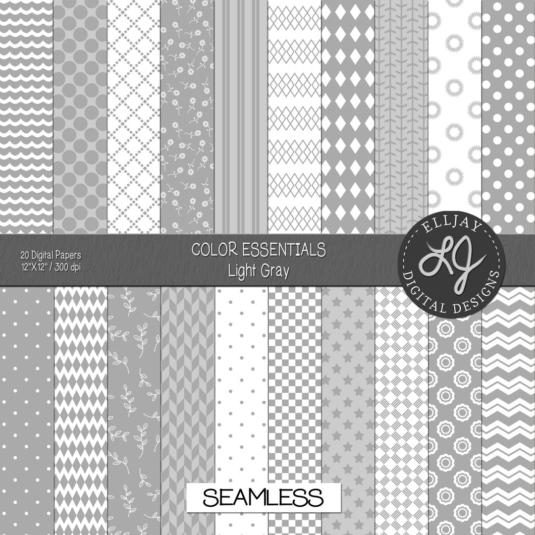 Seamless Gray Digital Paper Pack. Light Gray Paper. for Backgrounds ...