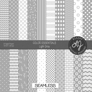 Seamless Gray Digital Paper Pack. Light Gray Paper. for Backgrounds ...