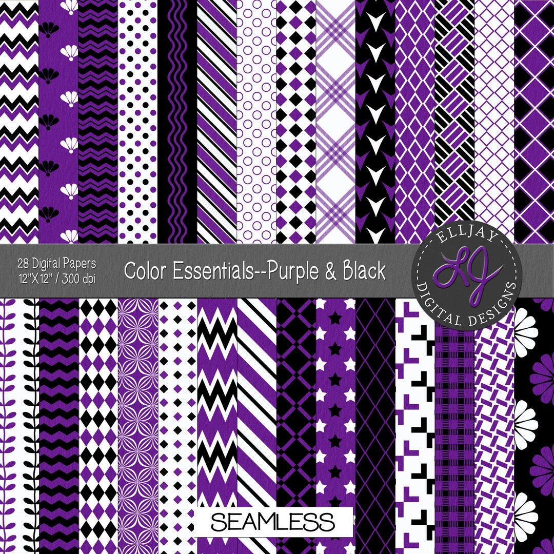Purple & Black Digital Paper Pack. Seamless Purple Backgrounds ...