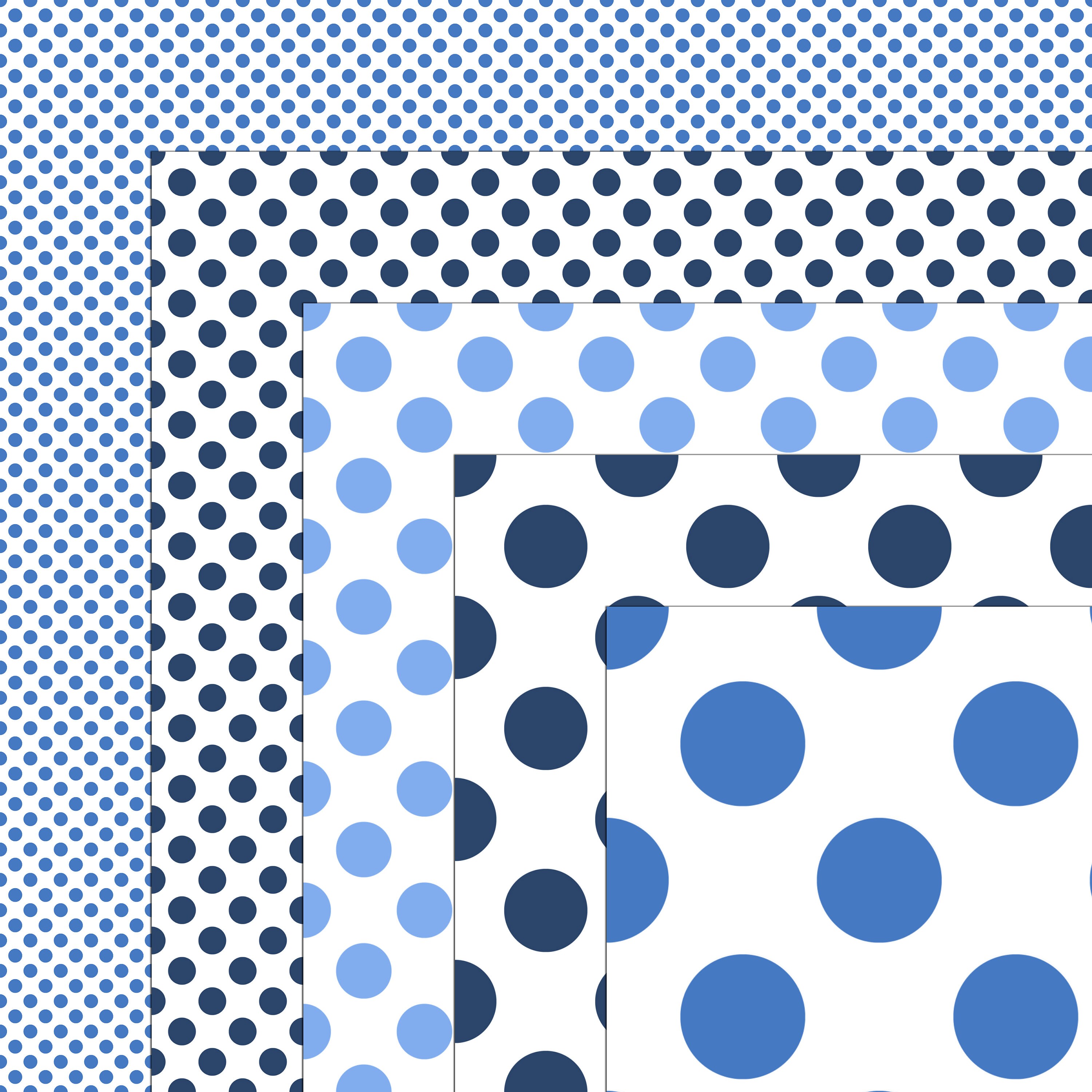 Blue & White Polka Dot Digital Paper Pack. 30 Polka Dot Patterns. Baby ...