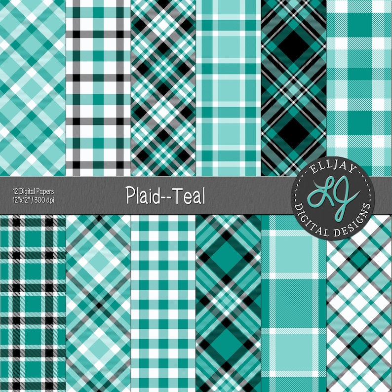 Teal Digital Paper Pack, Seamless Patterns and Alphas (digital Download ...