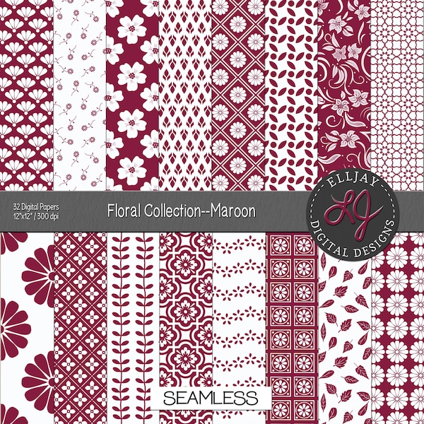 Maroon and White Scrapbook Paper - Etsy