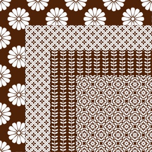 Chocolate Brown Floral Digital Paper Pack, Seamless Patterns (digital ...