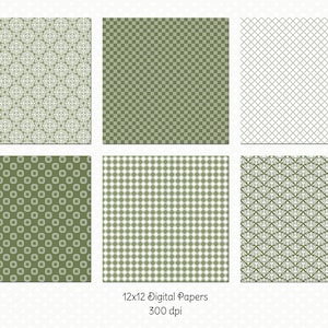 Sage Green & White Digital Paper Kit. Sage Green Printable Scrapbook ...