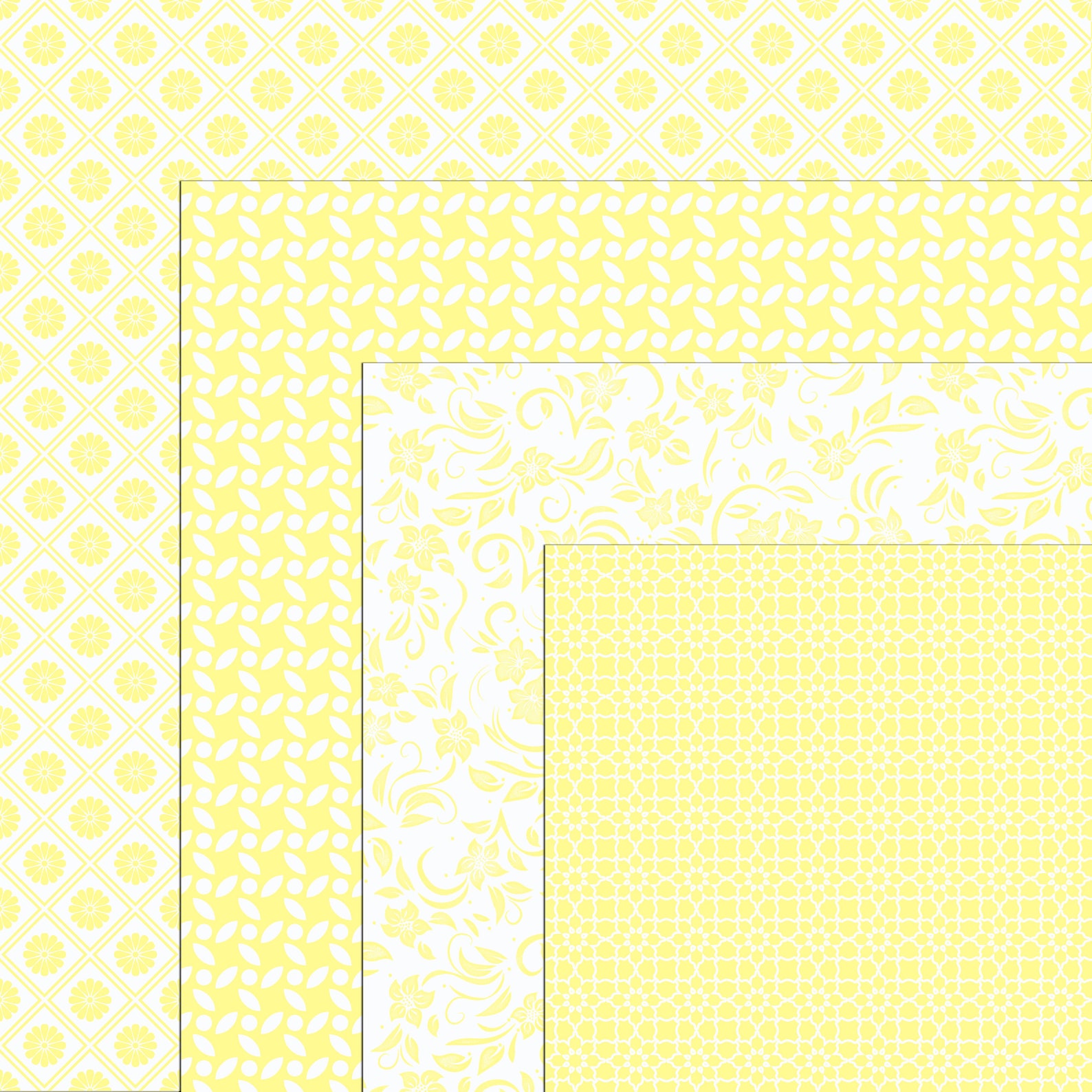 Pastel Yellow Floral Digital Paper Pack: 32 Seamless Patterns (instant ...
