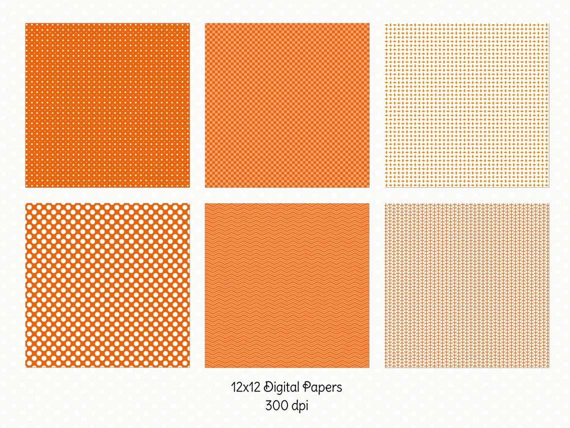Orange Digital Paper Kit With Light Texture. Graduations, Scrapbooking ...