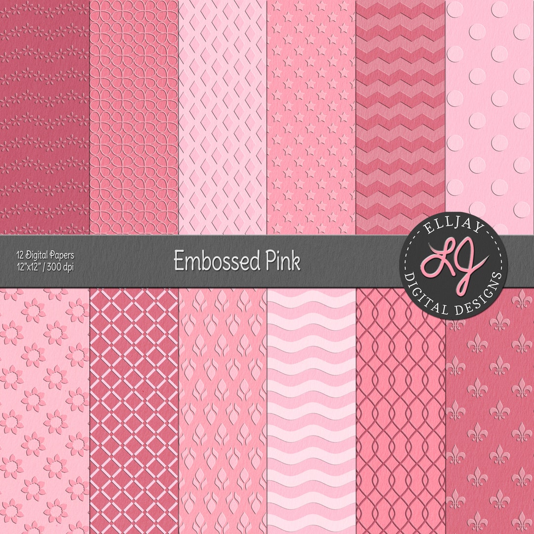 Embossed Pink Digital Paper: Scrapbook & Baby Shower Patterns (digital ...