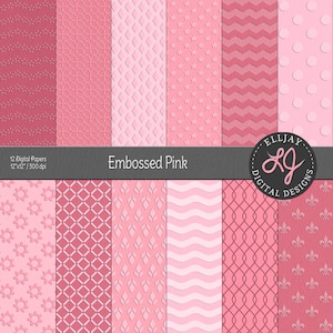 Embossed Pink Digital Paper: Scrapbook & Baby Shower Patterns (digital ...