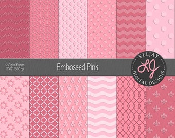 Embossed Pink Digital Paper: Scrapbook & Baby Shower Patterns (digital ...