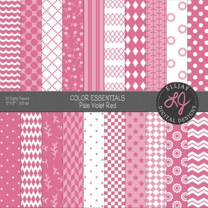Seamless Pink Digital Paper. Polka Dot, Star, Chevron, Floral ...