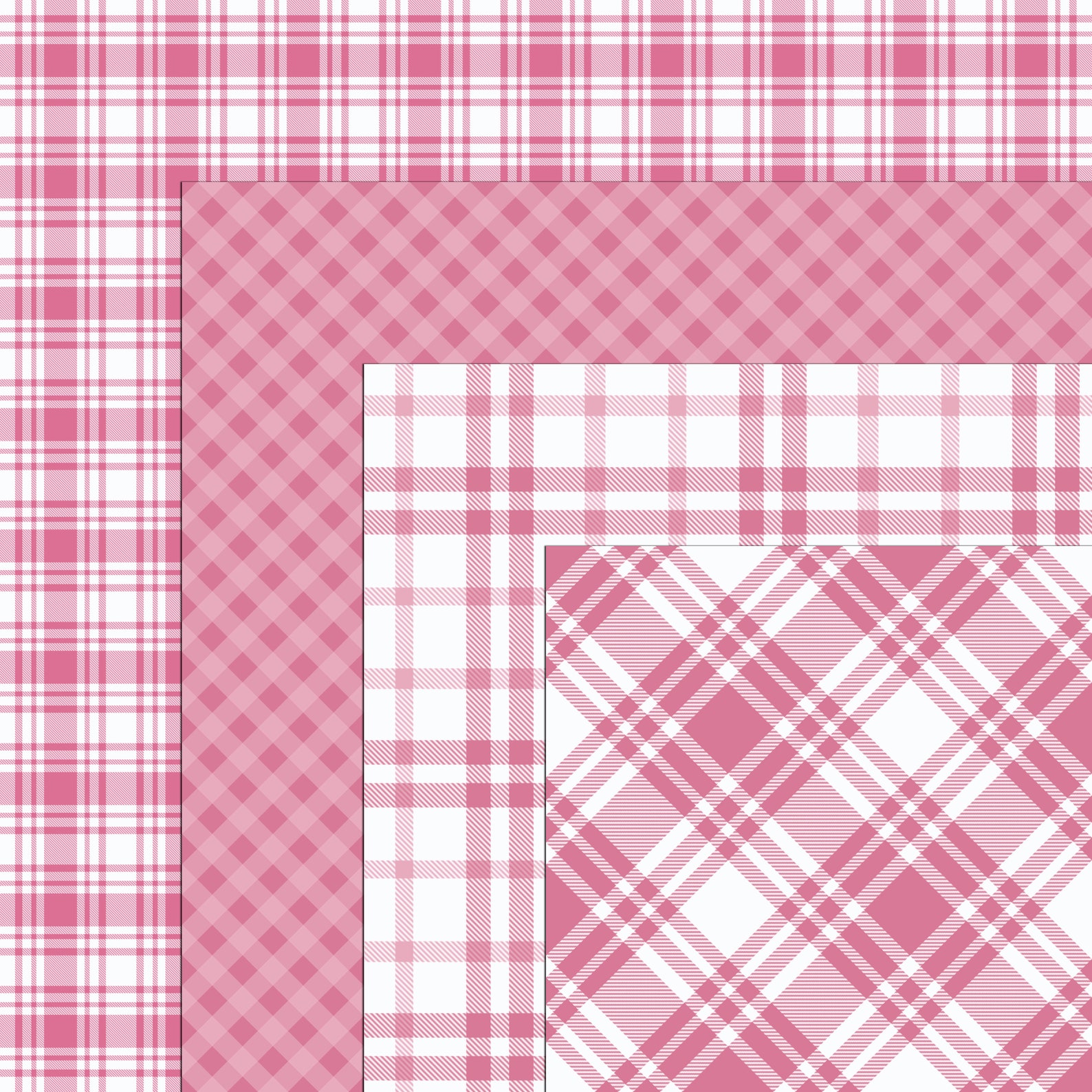 Pink Plaid Digital Paper Pack. Valentine Digital Scrapbook Paper Pack ...