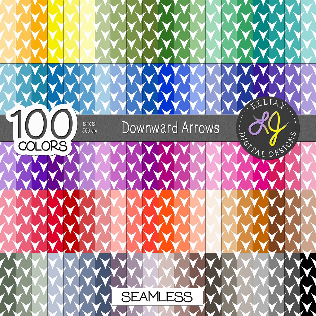 Rainbow Downward Arrows Digital Paper: 100 Seamless Patterns (digital ...