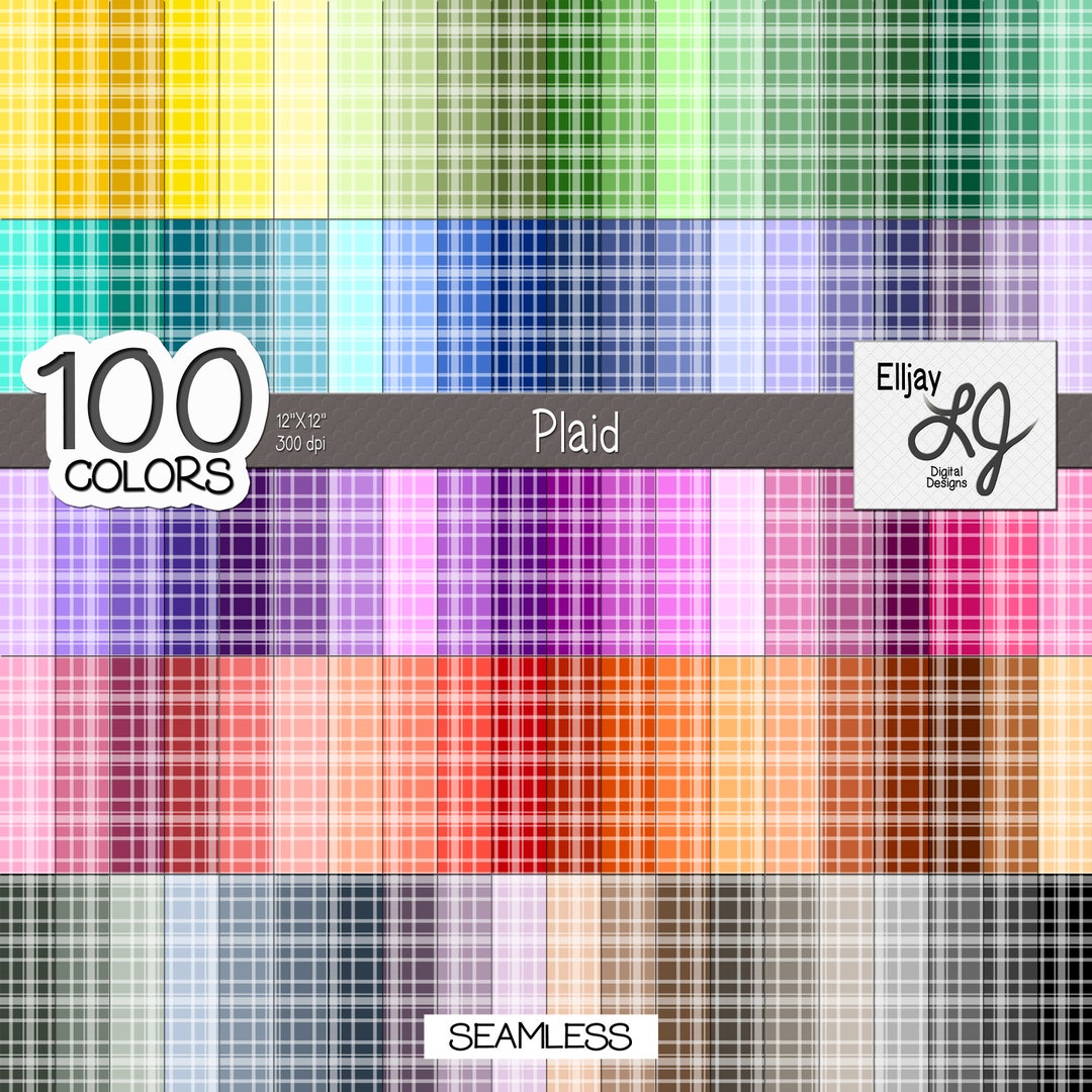 Plaid Digital Paper in 100 Colors. Small Pattern for Card - Etsy