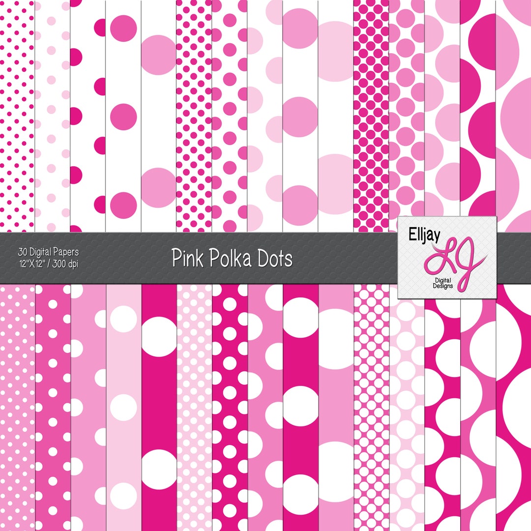 Pink Polka Dot Digital Paper Pack: Seamless Patterns (digital Download ...
