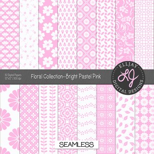 Pastel Floral Digital Paper Pack. Scrapbook Paper Bundle. Seamless ...